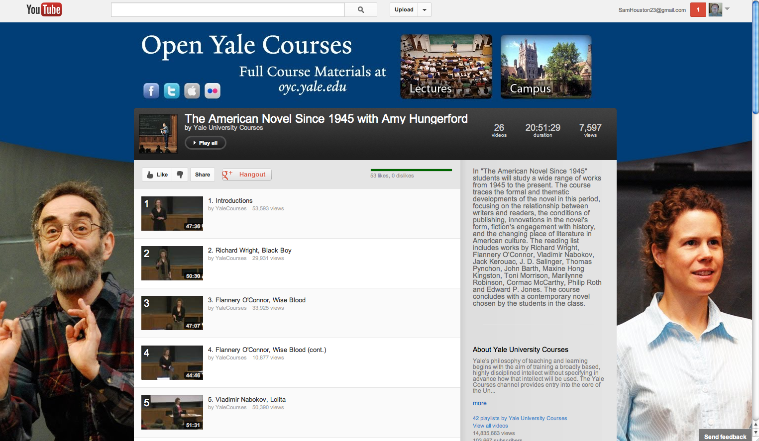 Book Chase: Open Yale Courses - "The American Novel Since 1945"