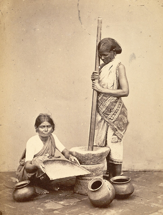 Women Pounding and Cleaning Rice - Madras (Chennai), Tamil Nadu, India ...