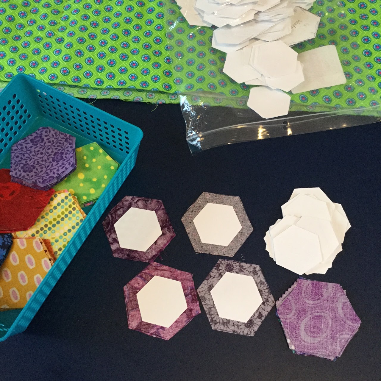 Wendy's Quilts and More: Modern Hexies Rainbow
