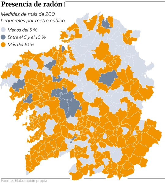 Mapa Radon Galicia | Mapa
