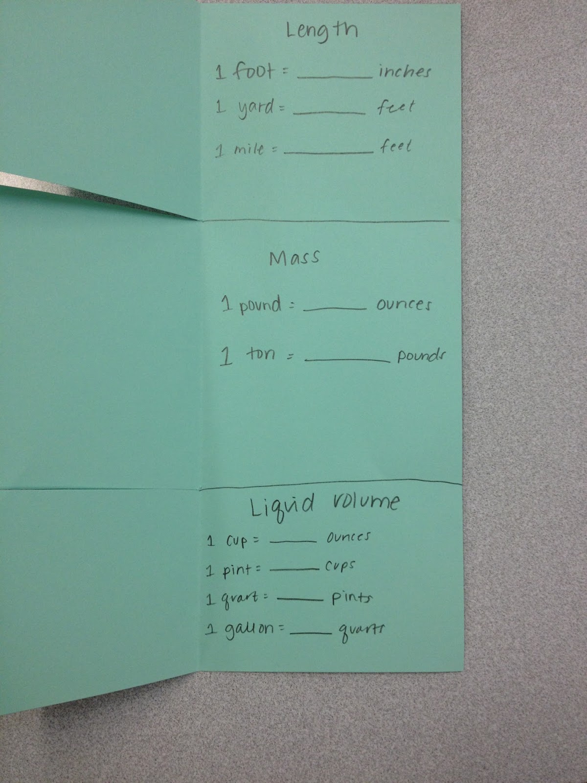 Elementary Classroom Ideas: Length, Mass, Liquid Volume Flip Book