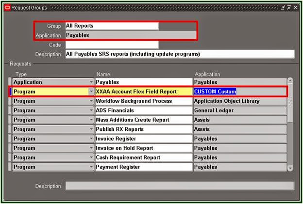 Oracle Applications Aol Creating Custom Account Flex Field Parameter In Concurrent Programs