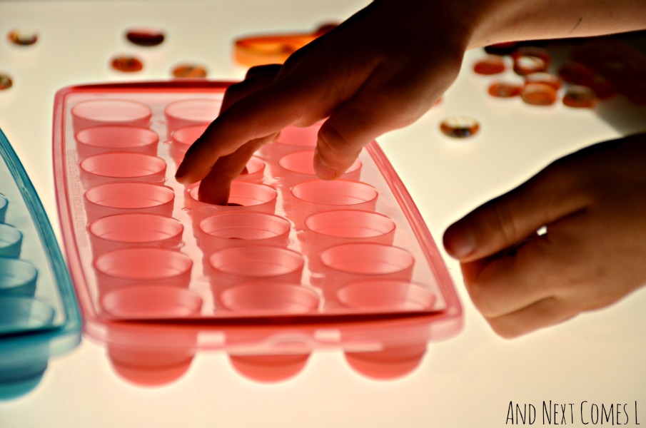 Fine Motor Light Table Play with Ice Cube Trays | And Next Comes L ...