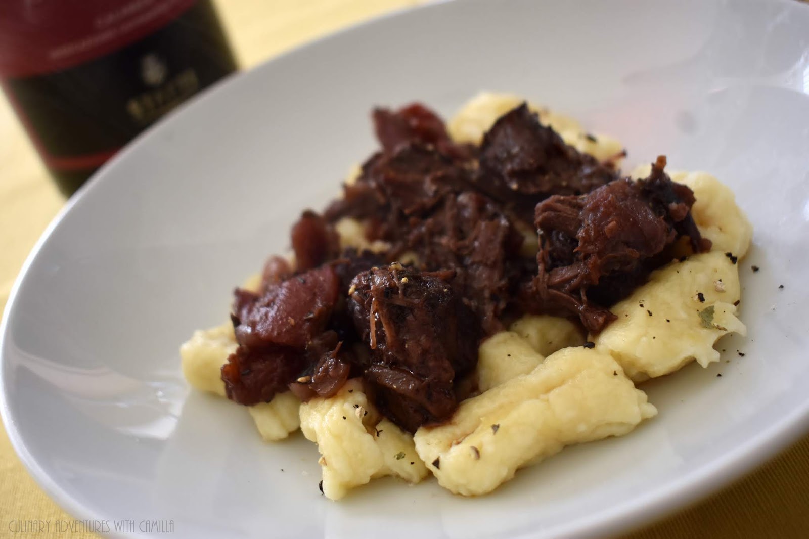 Braised Beef Cheeks over Garlic Gnocchi + Statti Calabria Gaglioppo ...