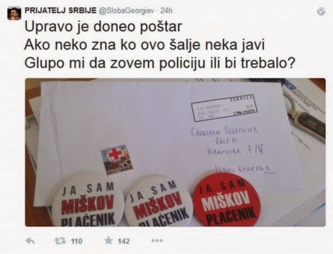 KORUPCIJA NOVI BEOGRAD: Tviterašima poštom stigli bedževi sa natpisom ...