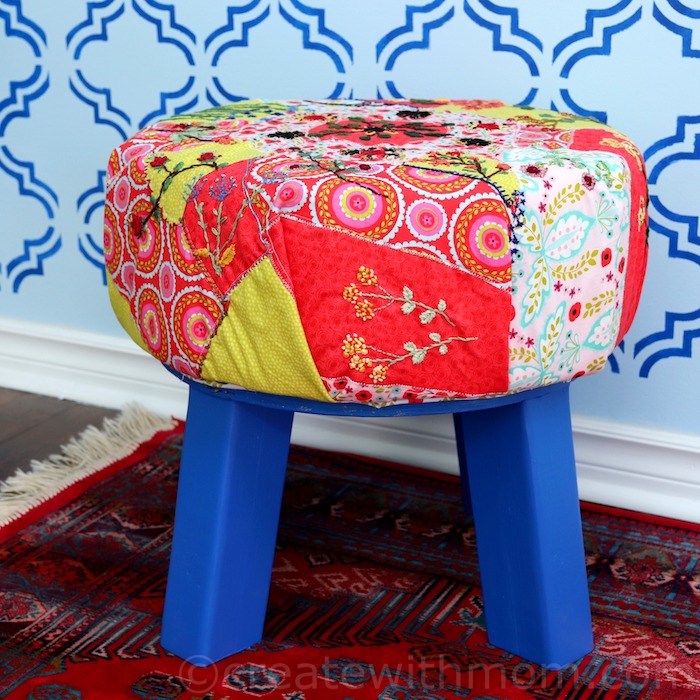 Create With Mom: DIY Embroidery Top Wooden Stool
