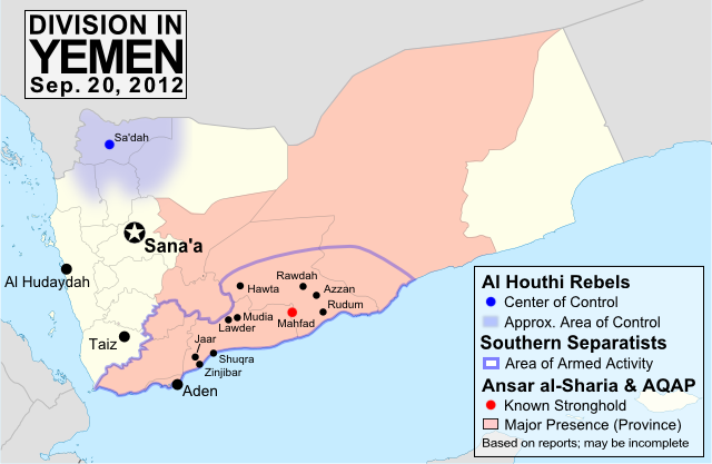 War in Yemen: Map of Territorial Control (April 2015) - Political ...