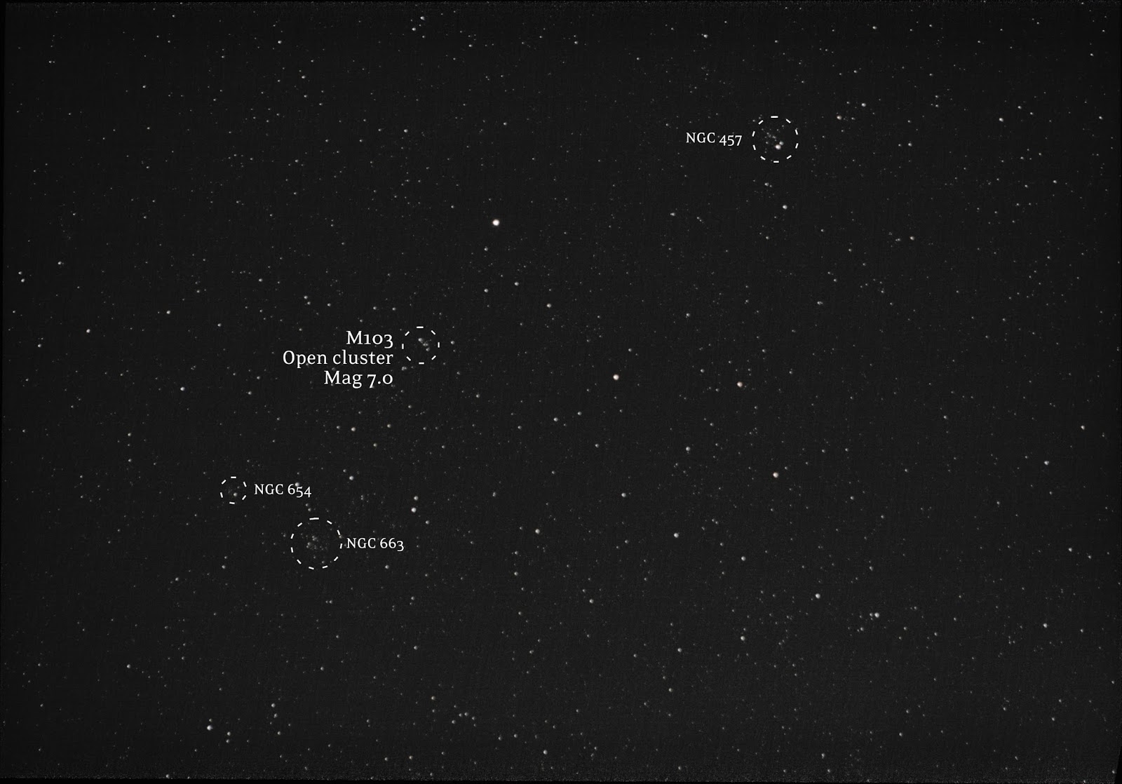 Mini Messier Marathon: M52, M103, and M33 (Triangulum Galaxy) [Stellar ...