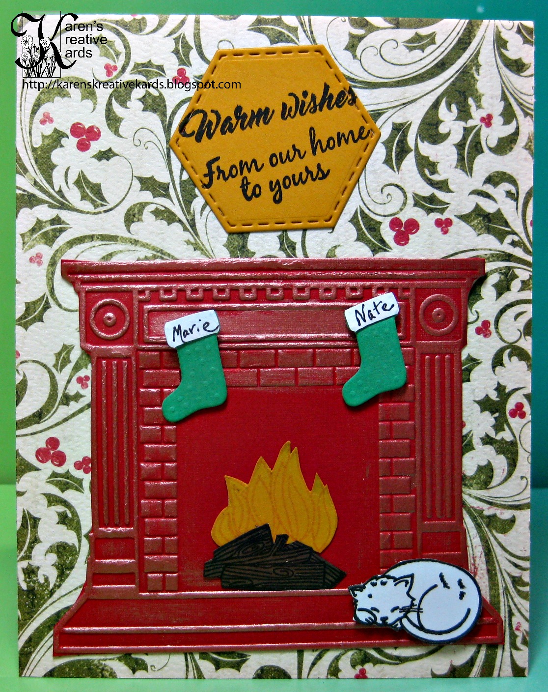 Karen's Kreative Kards: Peaceful Fireplace Christmas Card