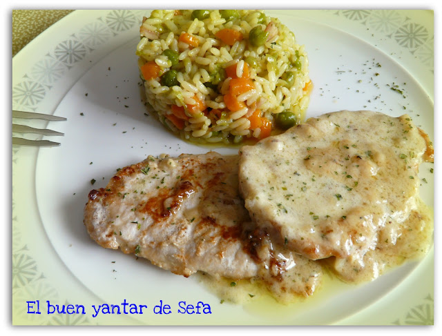 El buen yantar de Sefa: LOMO CON ARROZ DE VERDURAS