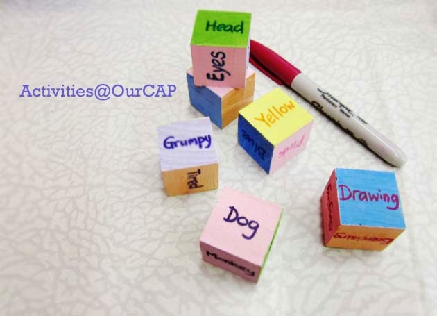 Our Creative Art Playgroup: Wording dice game for kids.