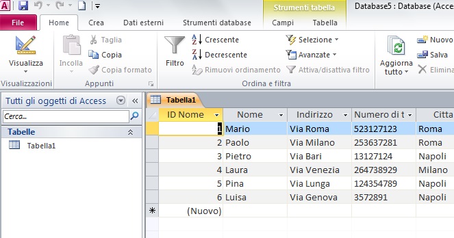 3) Per creare una query basta cliccare su "Crea" e su "Struttura query".