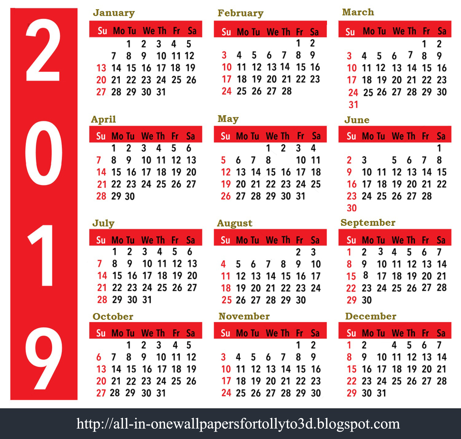 ALL-IN-ONE WALLPAPERS: 2019 Month Wise Calendar Wallpapers