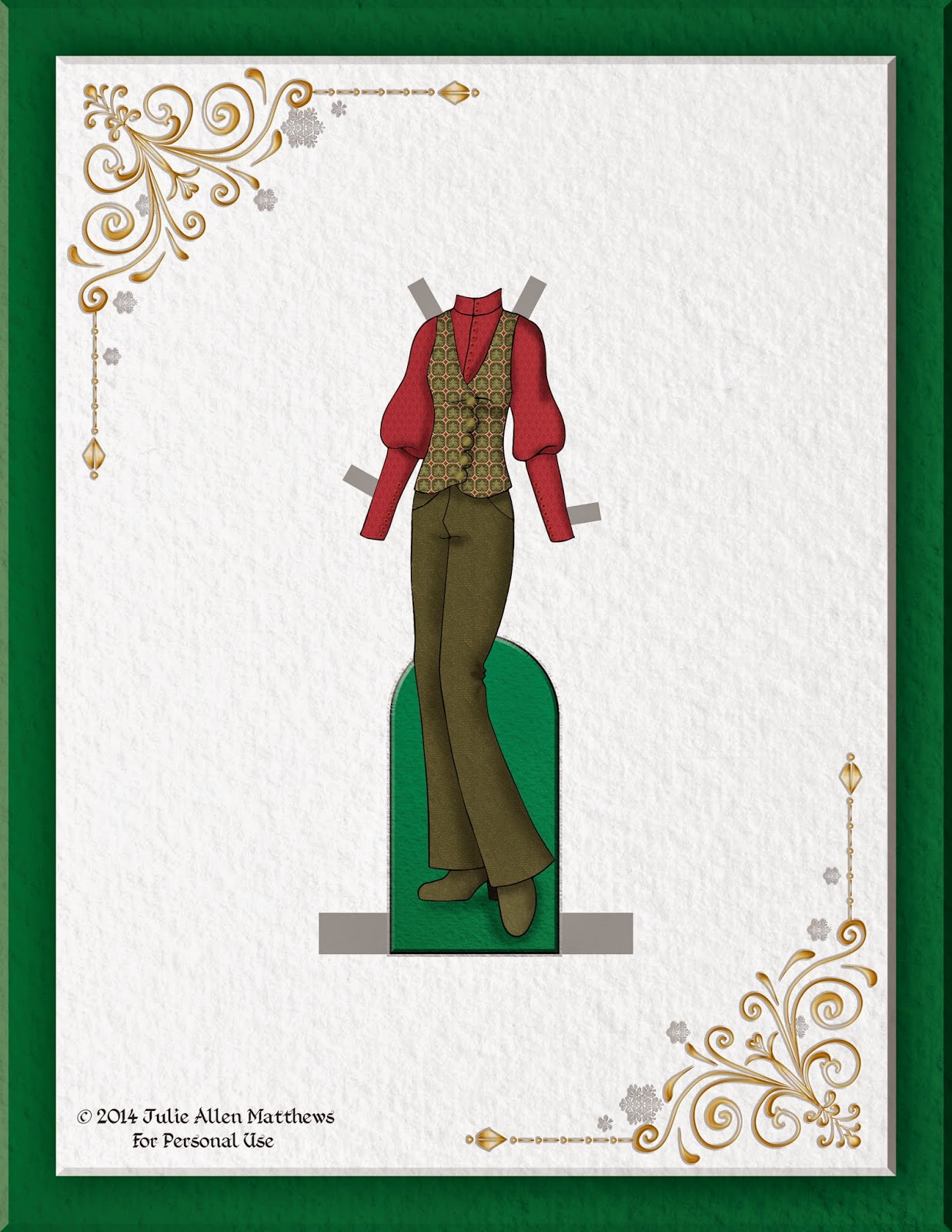 Paper Doll School: December Paper Doll - Outfit 11 in Green