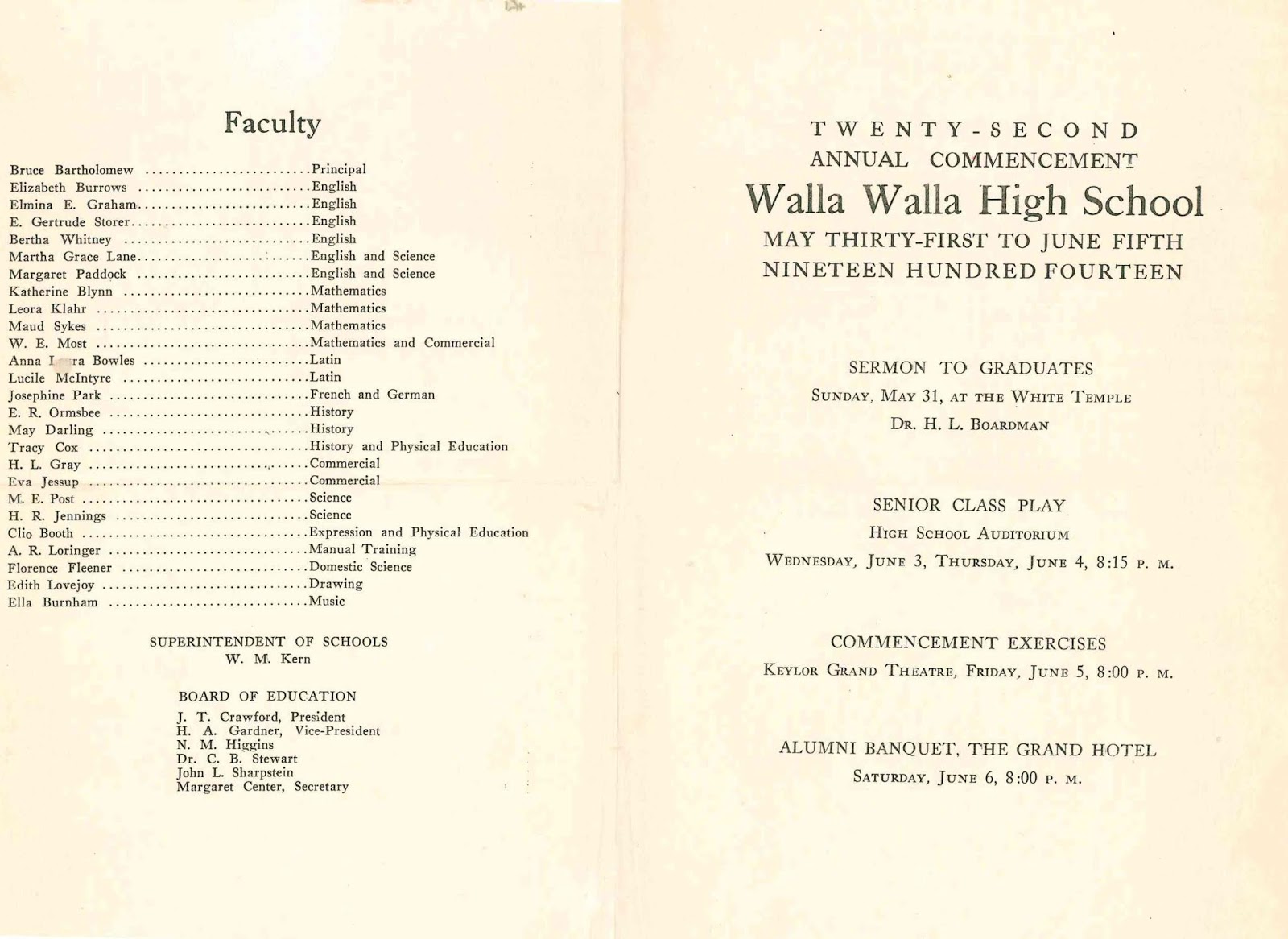 History of Walla Walla Public Schools: WaHi History, Early 1900's