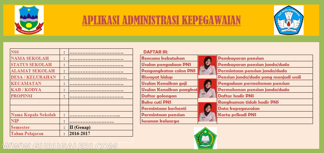 Aplikasi Administrasi Data Pegawai, Guru dan Kepala Sekolah Lengkap ...