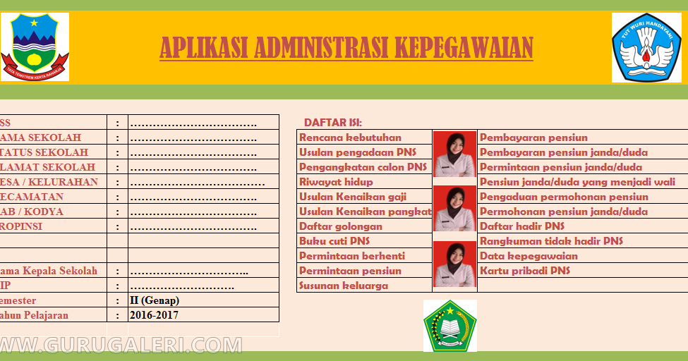 Aplikasi Administrasi Data Pegawai, Guru dan Kepala Sekolah Lengkap ...