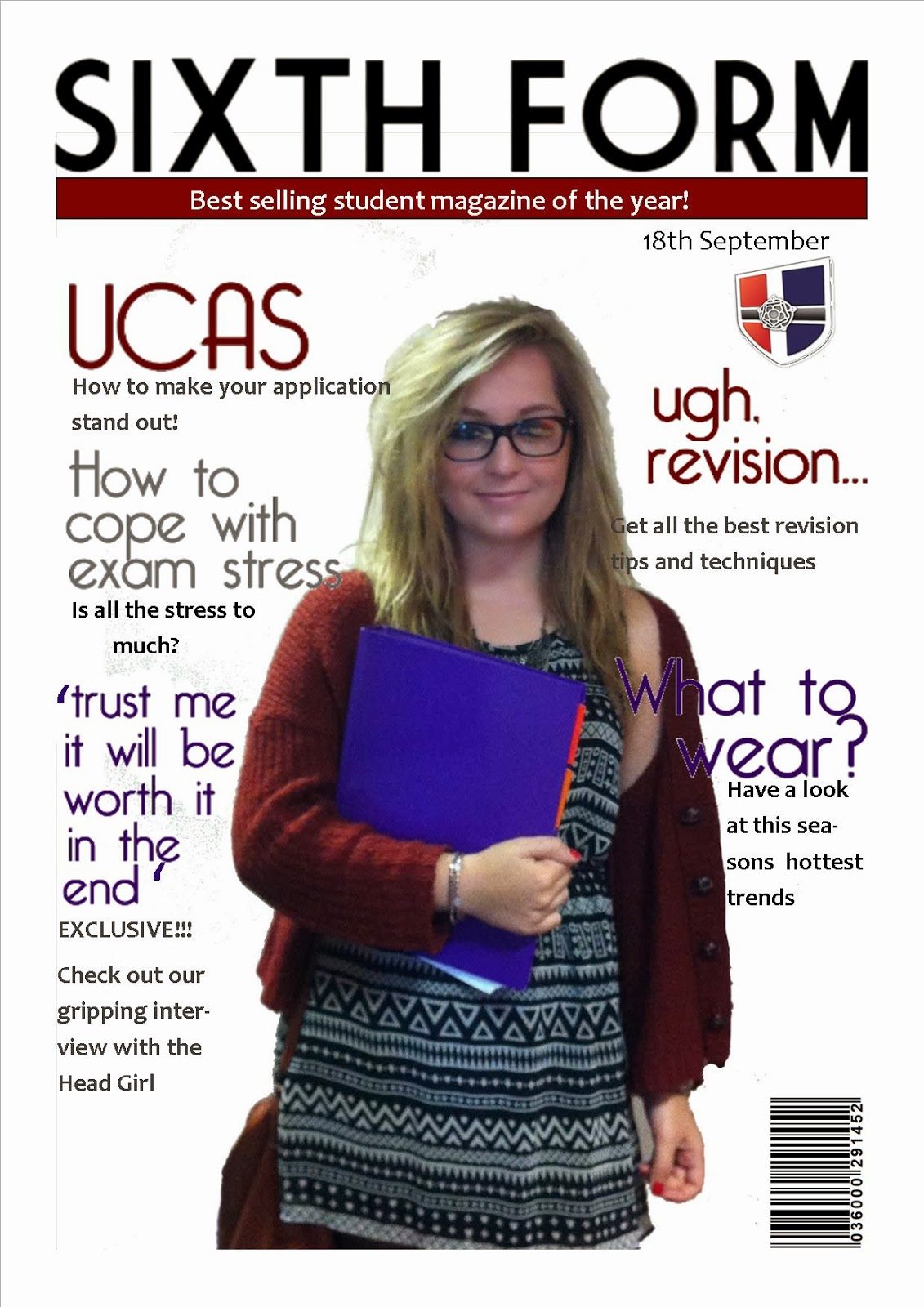 Media AS: Sixth form magazine front cover