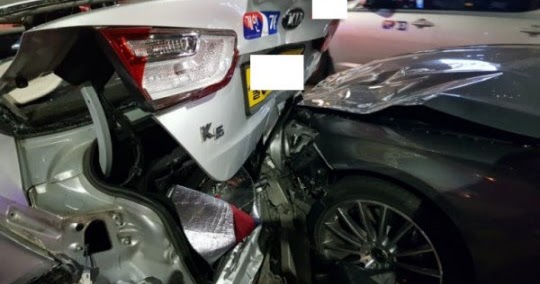 Taeyeon causes a 3 way car collision in Gangnam