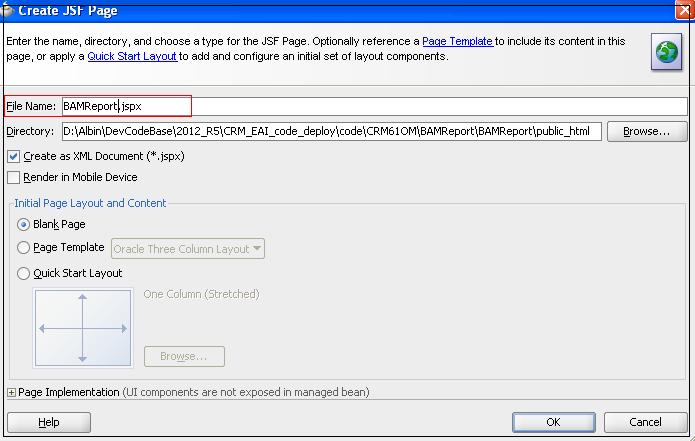Building a Simple Oracle ADF page using Oracle BAM Data Control