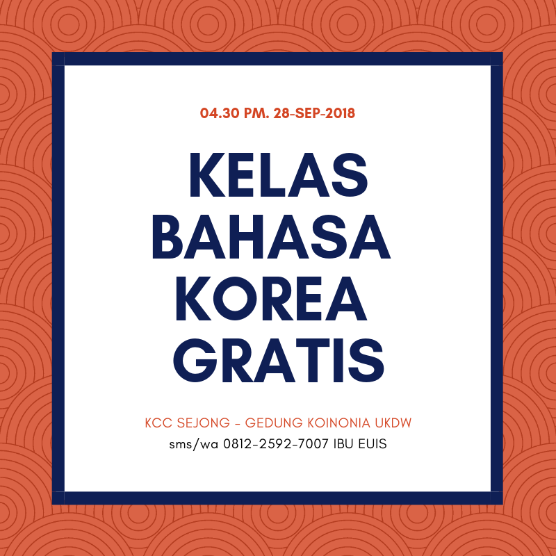 Kursus Bahasa Korea Gratis untuk Pemula Bulan September 2018 di KCC Sejong