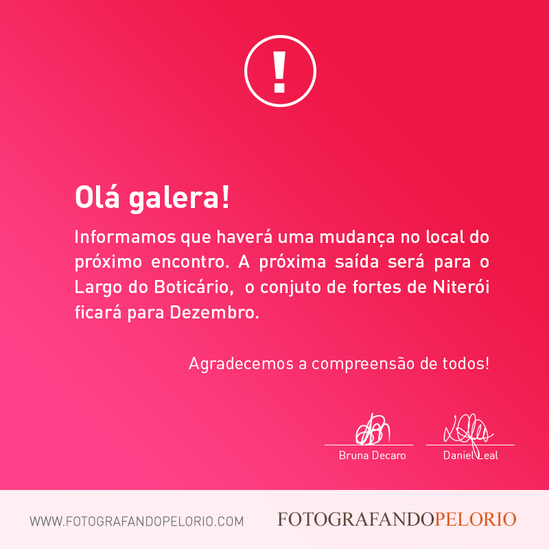 Fotografando Pelo Rio: Mudança no local do próximo encontro