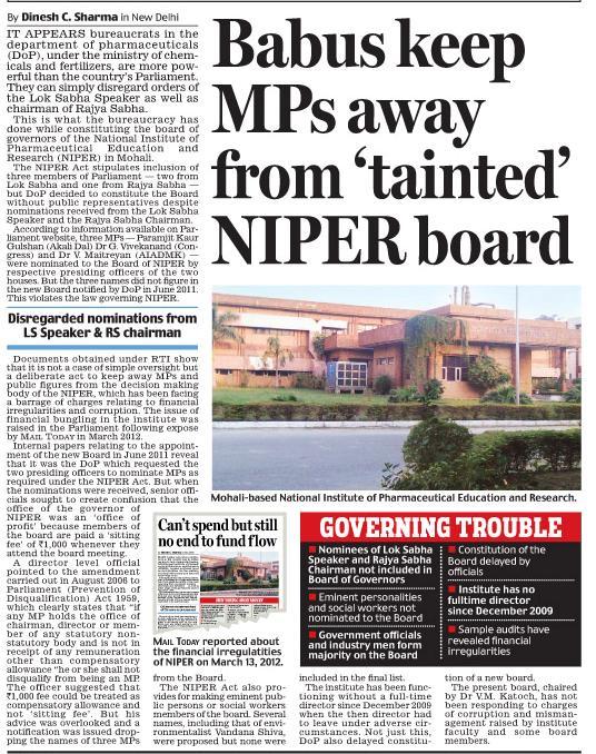 NIPER in News | A Biped Against corruption