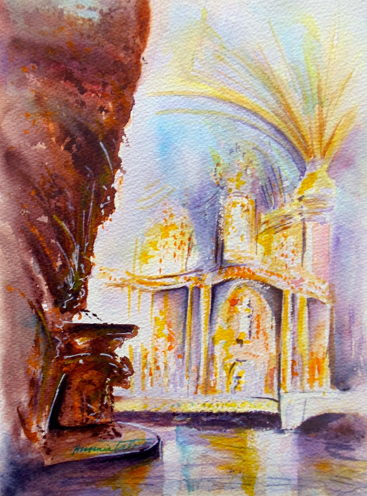 Minnie Valero: CATEDRAL DE LIMA, PERU, watercolor