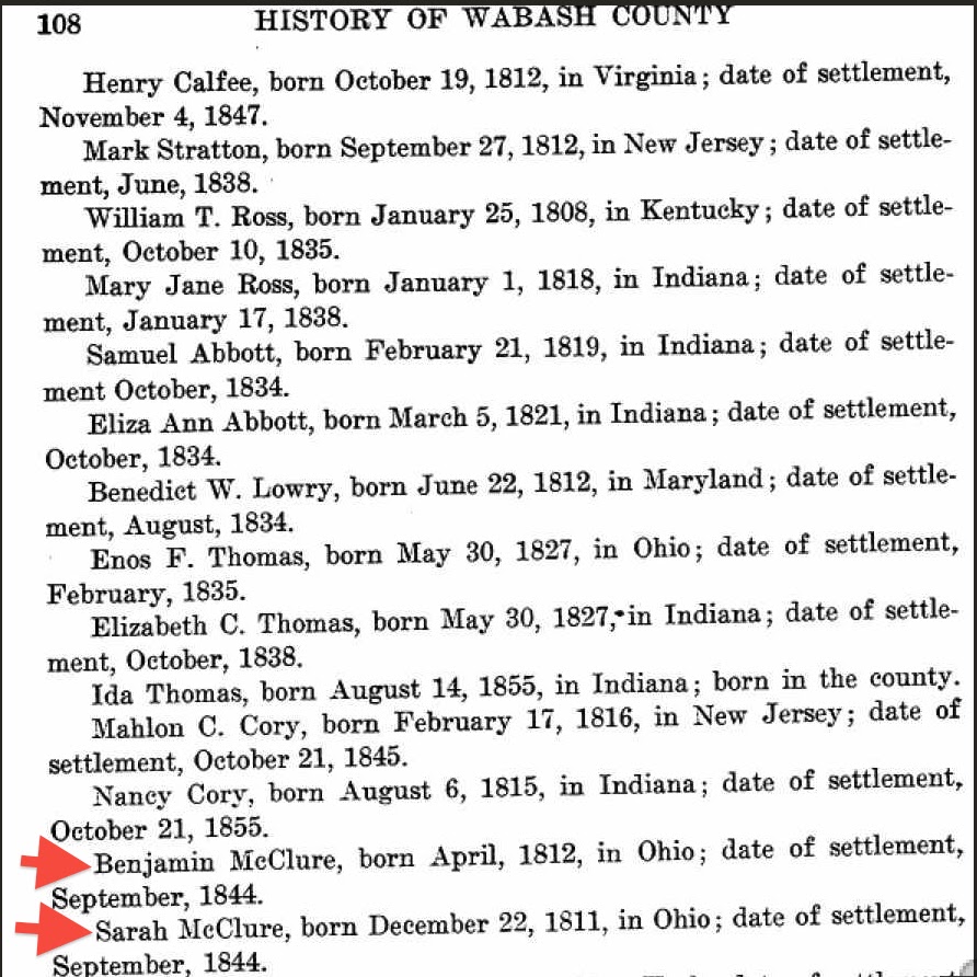 Climbing My Family Tree: Wordless Wednesday: The McClures, Wabash Pioneers