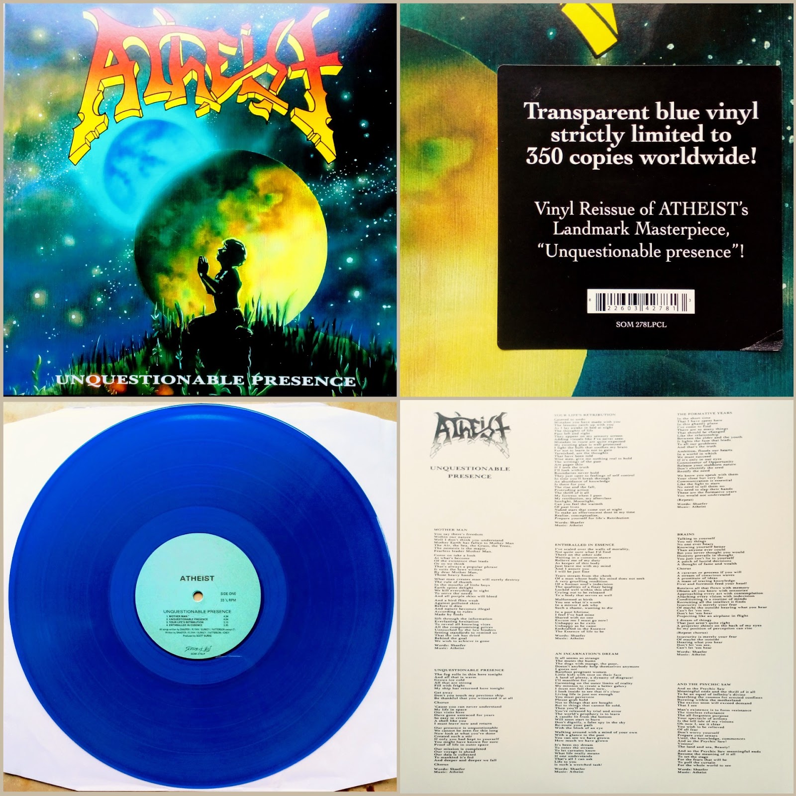 hardcore/metal vinyl: atheist - unquestionable presence