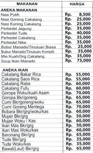 Harga Menu Restoran Ikan Tude Manado Kelapa Gading
