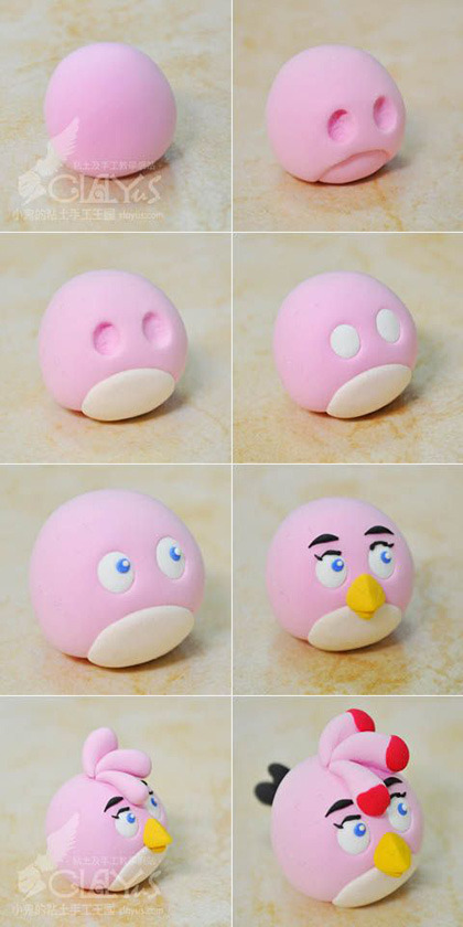Angry Birds Tutorial Pink ( cakes, clay)