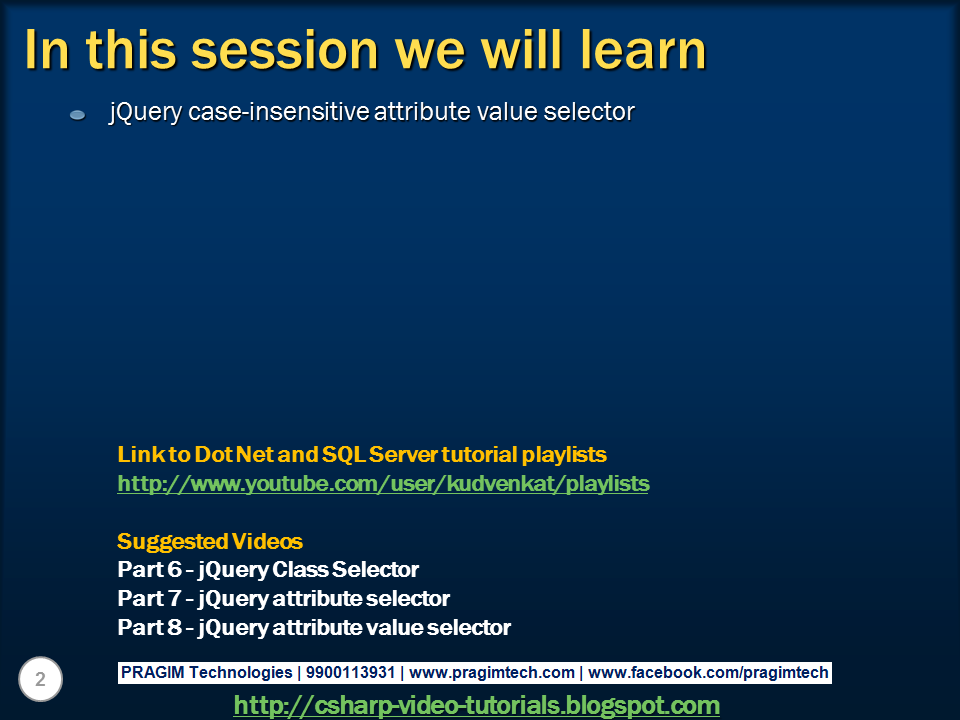 Sql Server Net And C Video Tutorial Jquery Case Insensitive Attribute Selector