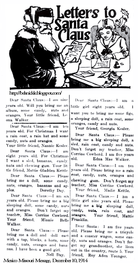 Letters to Santa 100 Years Ago | Belznickle Blogspot : Letters to Santa ...