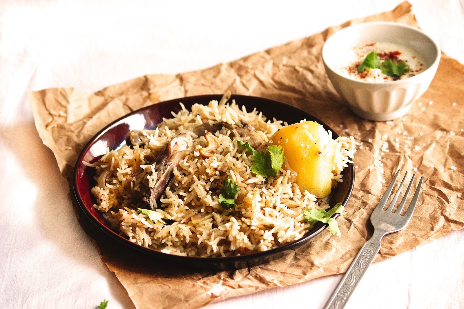White Chicken Pulao / White Rice Pilaf with Chicken
