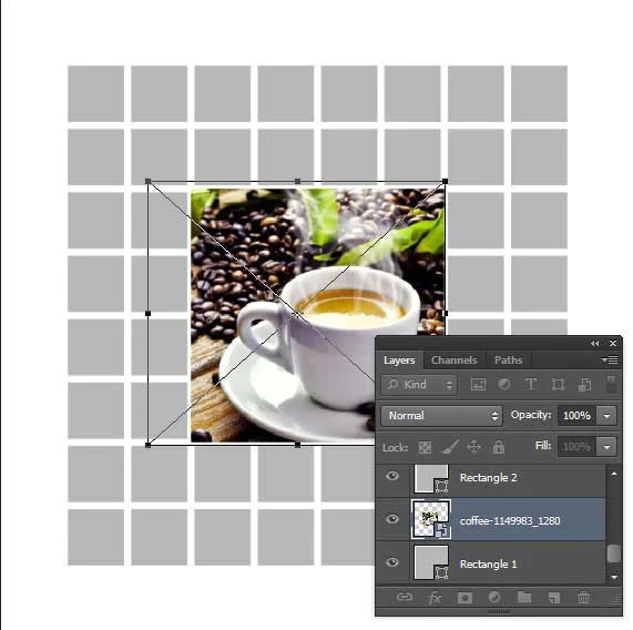 PhotoEffect: Squares Grid Photo Collage in Photoshop