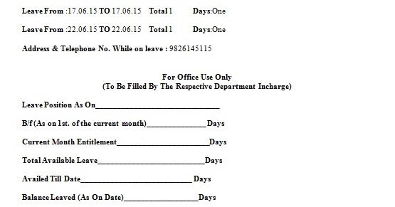 Company's Leave Application Form Format in Word Free Download