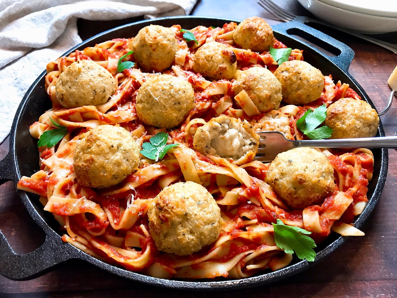 Cheese-Stuffed Chicken Parmesan Meatballs