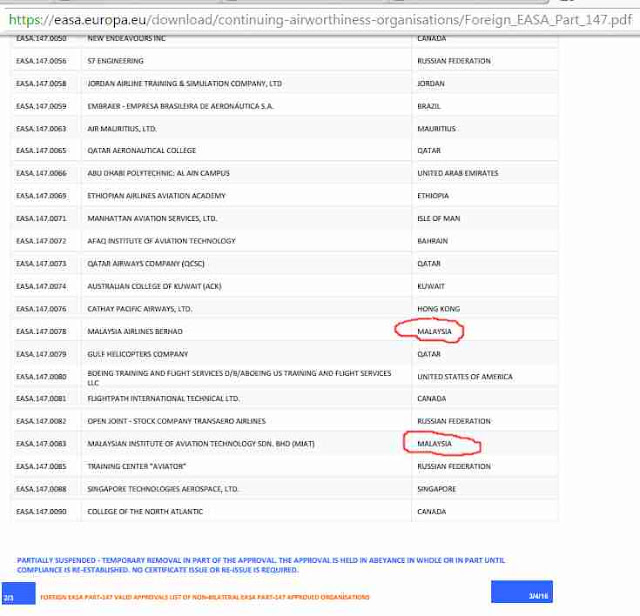aviation school: EASA 147 in Malaysia