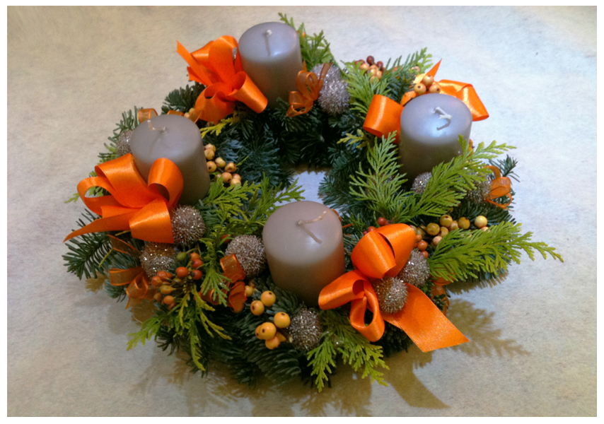 Florist in Rome: Orange & Gray Advent Wreath