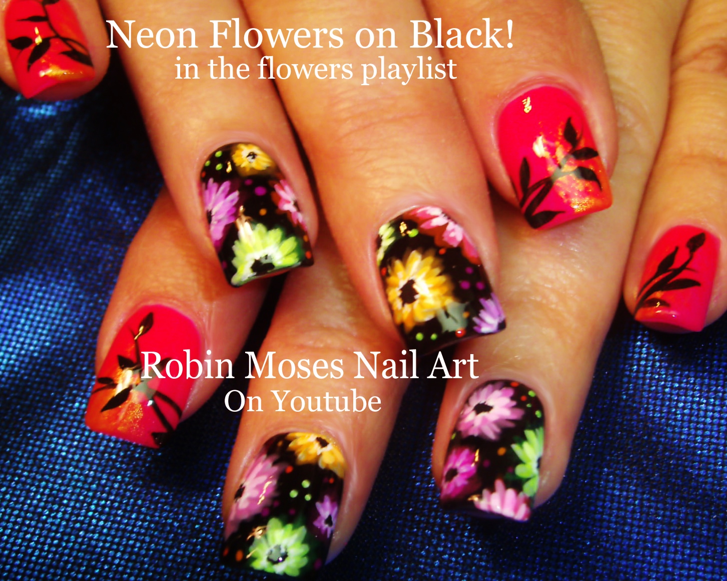 Nail Art by Robin Moses: Neon Striped Nail Art Design Tutorial up ...