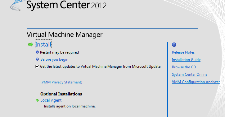 System Center Virtual Machine Manager 2012 Installation