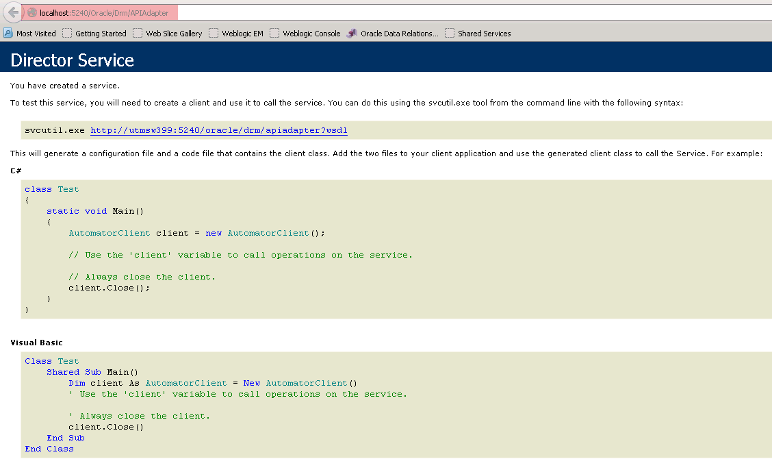 Drm Error While Trying To Communicate With Drm Api Adapter At Localhost5240oracledrm
