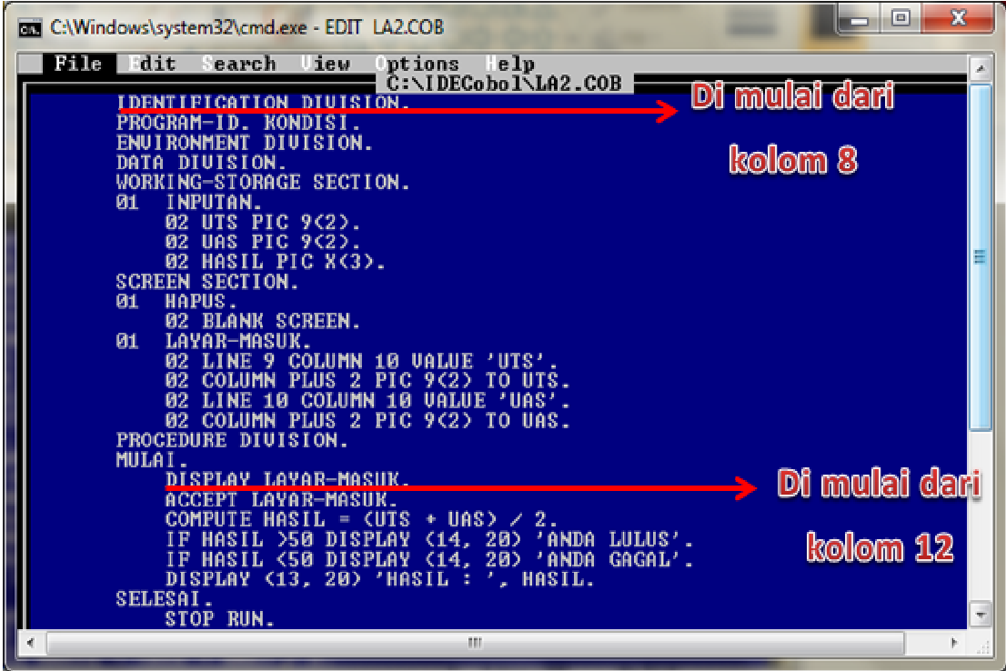 Contoh program kondisi pada COBOL