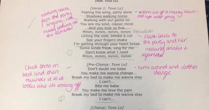 Hyleana Anthony A2 Advanced Portfolio : Adding imagery to the lyrics