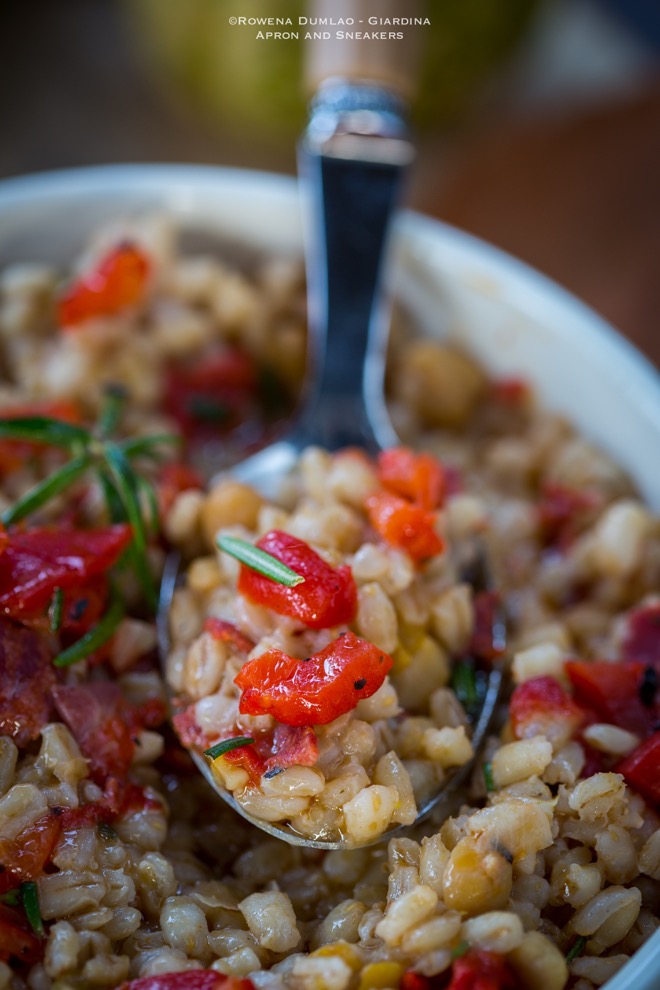 Creamy Barley with Chorizo and Roasted Peppers