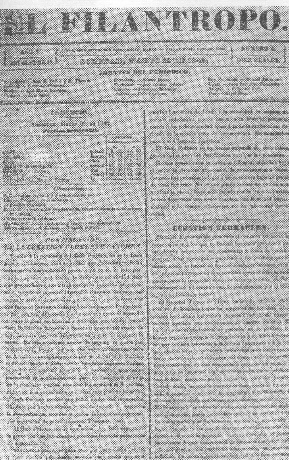 Crónicas Angostureñas / Américo Fernández: EL FILÁNTROPO 1842