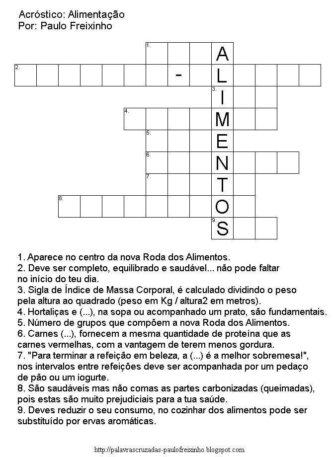 Palavras Cruzadas - Paulo Freixinho: Outubro 2012