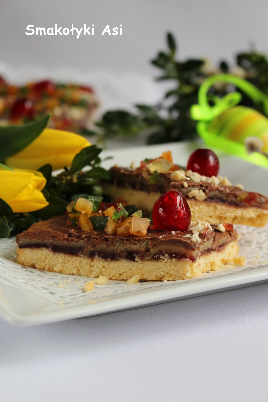 Smakołyki Asi: Mazurek różano-marcepanowy