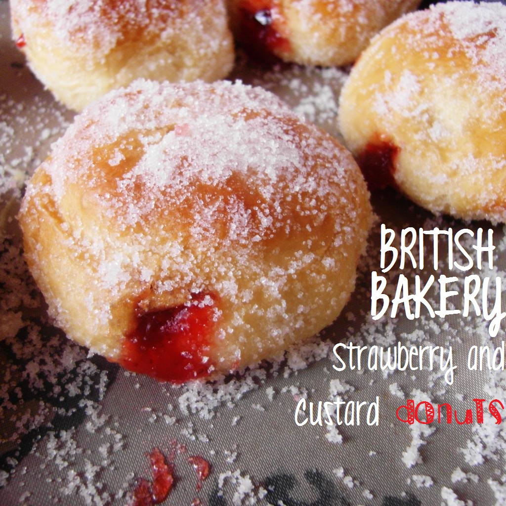 Hippopotamousse: British Bakery Strawberry and Custard Filled Donuts